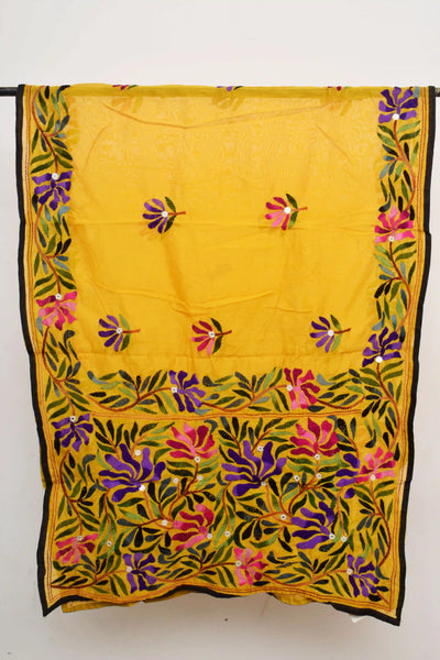 Designer Phulkari Hand Embroidered Dupatta - SSEthnics