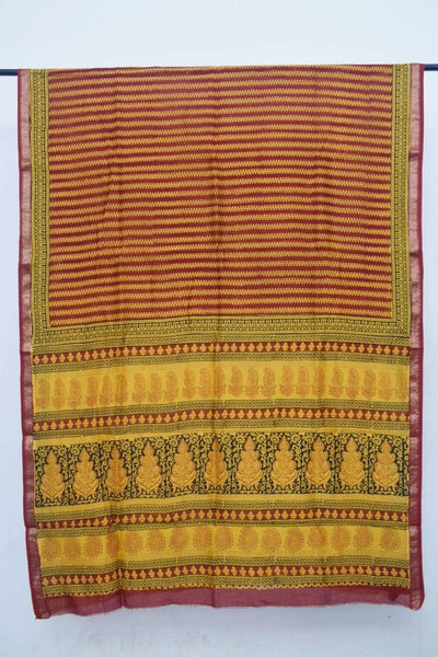 Unique Design Bagh Block Print Saree - SSethnics - SSEthnics